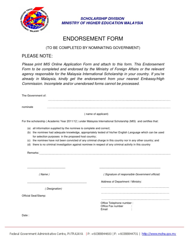 Endorsement Form | PDF