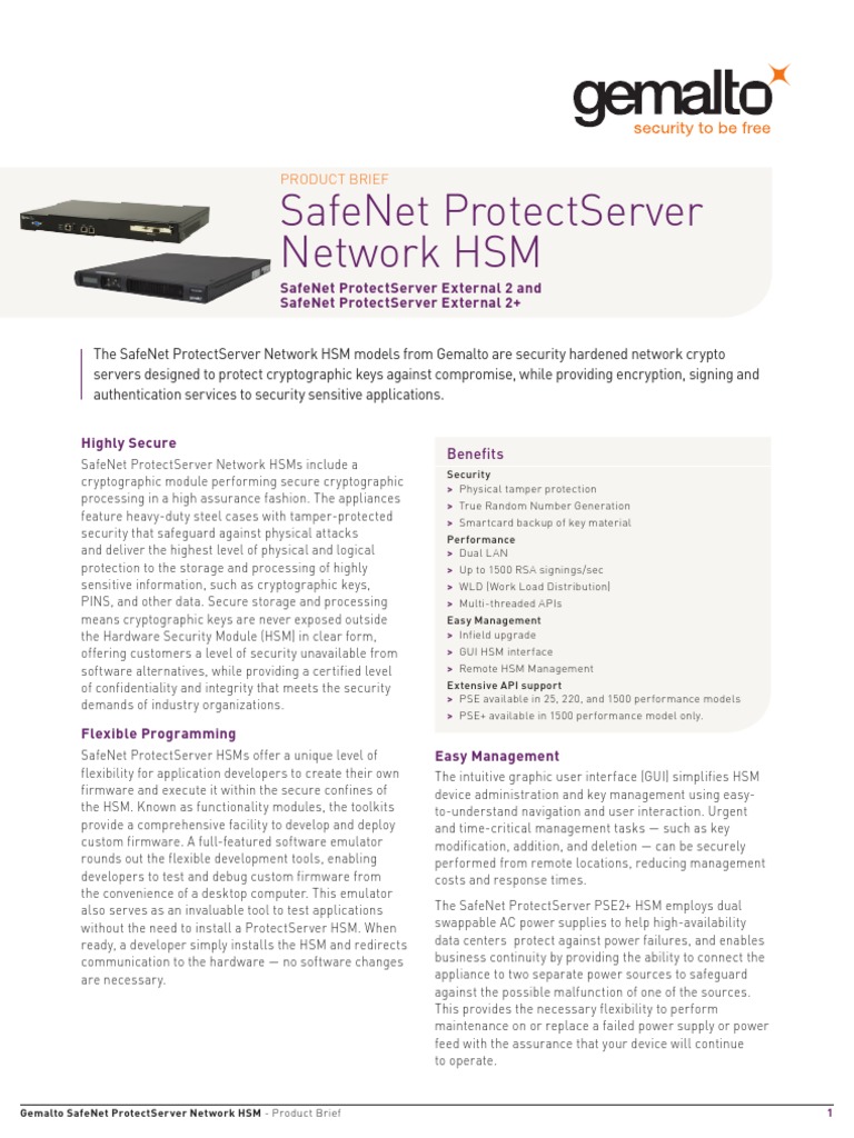 Safenet Protectserver Network HSM Formerly Safenet Protectserver ...