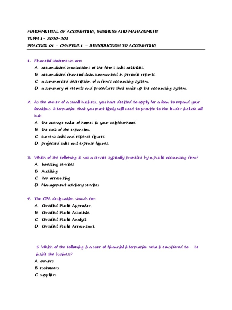 Practice 1 - Introduction To Accounting | PDF | Accounting | Sole ...