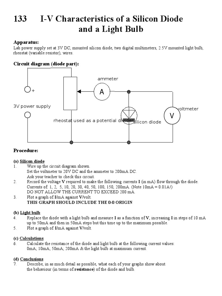 Light Bulb and Diode Curves | PDF