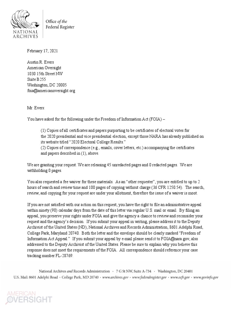 American Oversight NARA Records Alternate Elector Slates Review | PDF ...