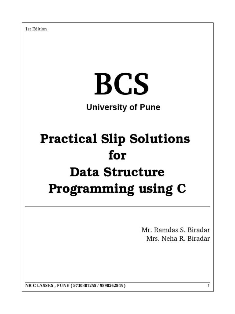 Practical Slip Solutions For Data Structure Programming Using C | PDF | Computing | Information ...