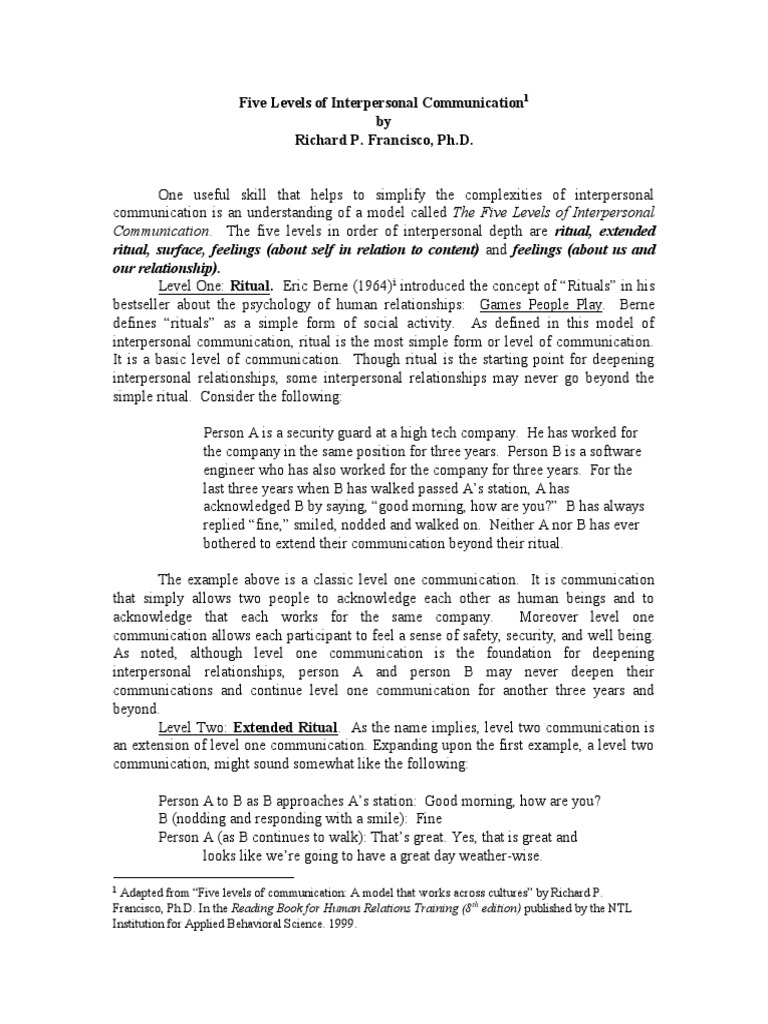 5 Levels of Communication - Francisco | PDF | Communication ...