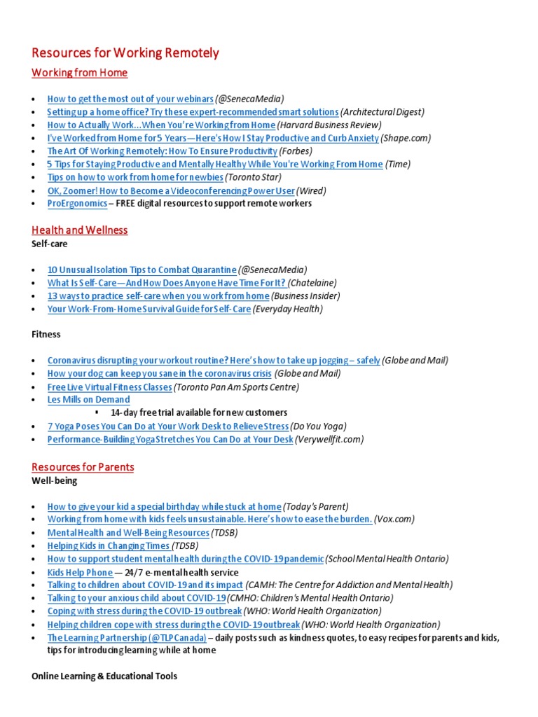 Resources For Working Remotely | PDF | Educational Technology