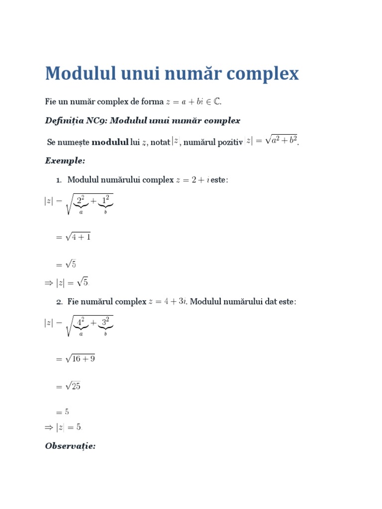 Modulul Unui Numar Complex | PDF