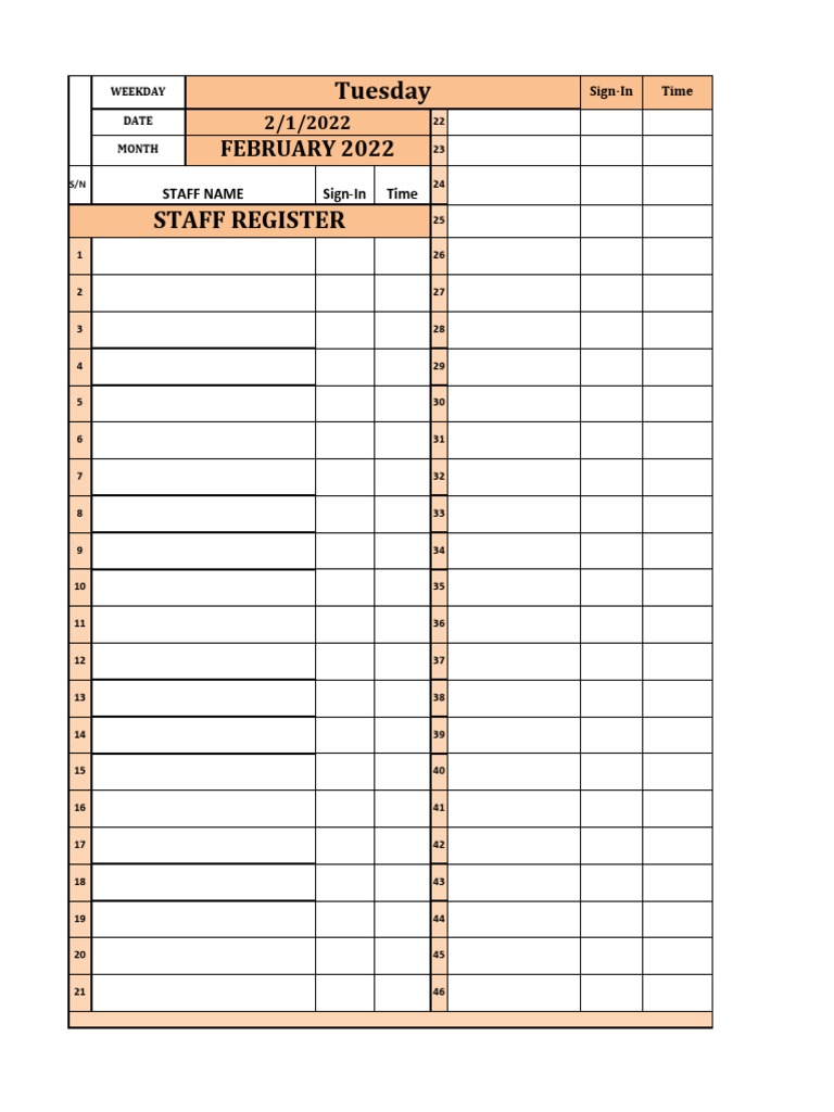 Staff Sign-In and Attendance Records | PDF