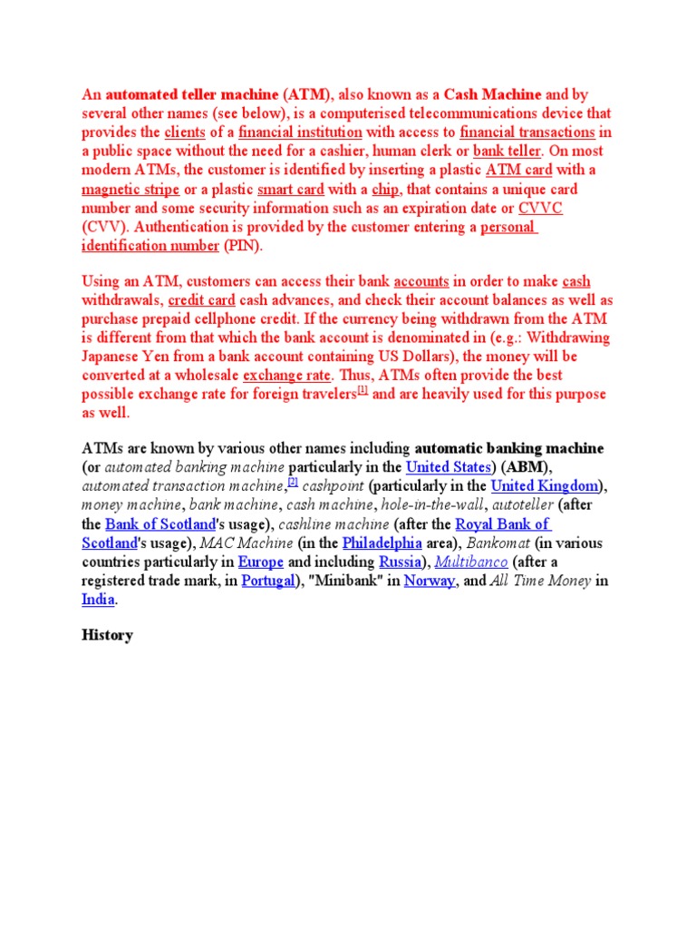 An Automated Teller Machine | PDF | Automated Teller Machine | Emv