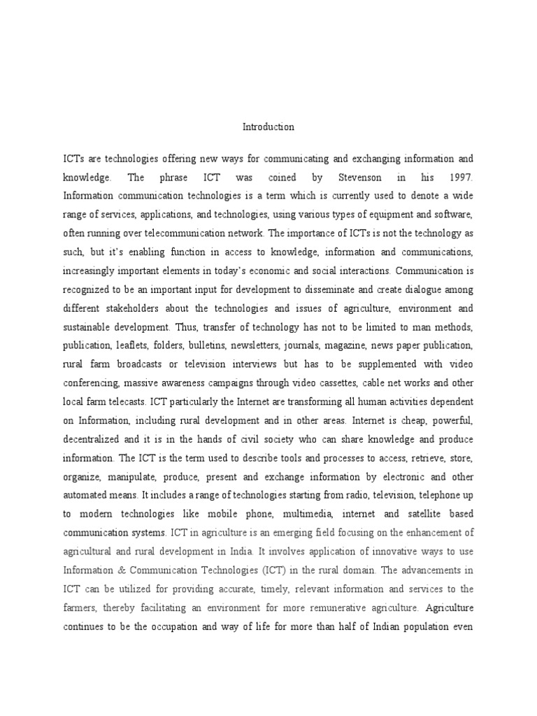 Ict Introduction | PDF | Information And Communications Technology ...