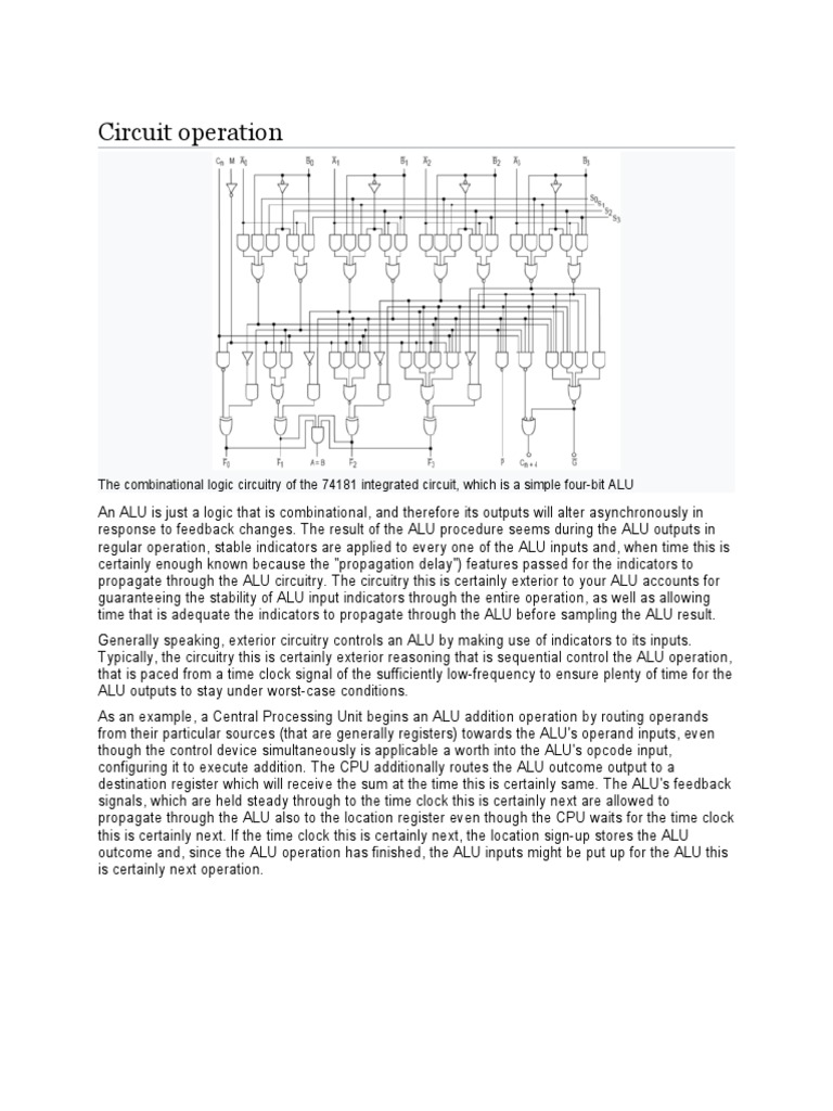 Circuit Operation: The Combinational Logic Circuitry of The 74181 Integrated Circuit, Which Is A ...