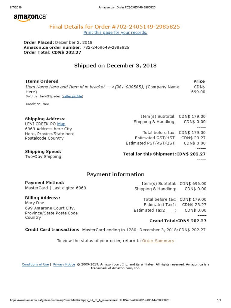 Amazon Order | PDF | Trade | Economies