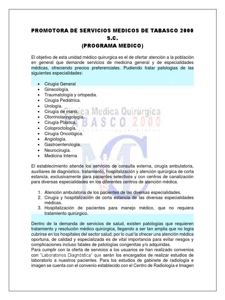 Programa Medico | PDF | Hospital | Cirugía