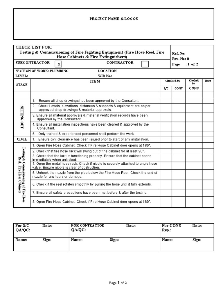 Testing & Commissioning Checklist | PDF | Tools | Manufactured Goods