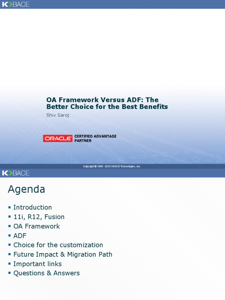 OA Framework Versus ADF | PDF | Information Technology | Systems ...