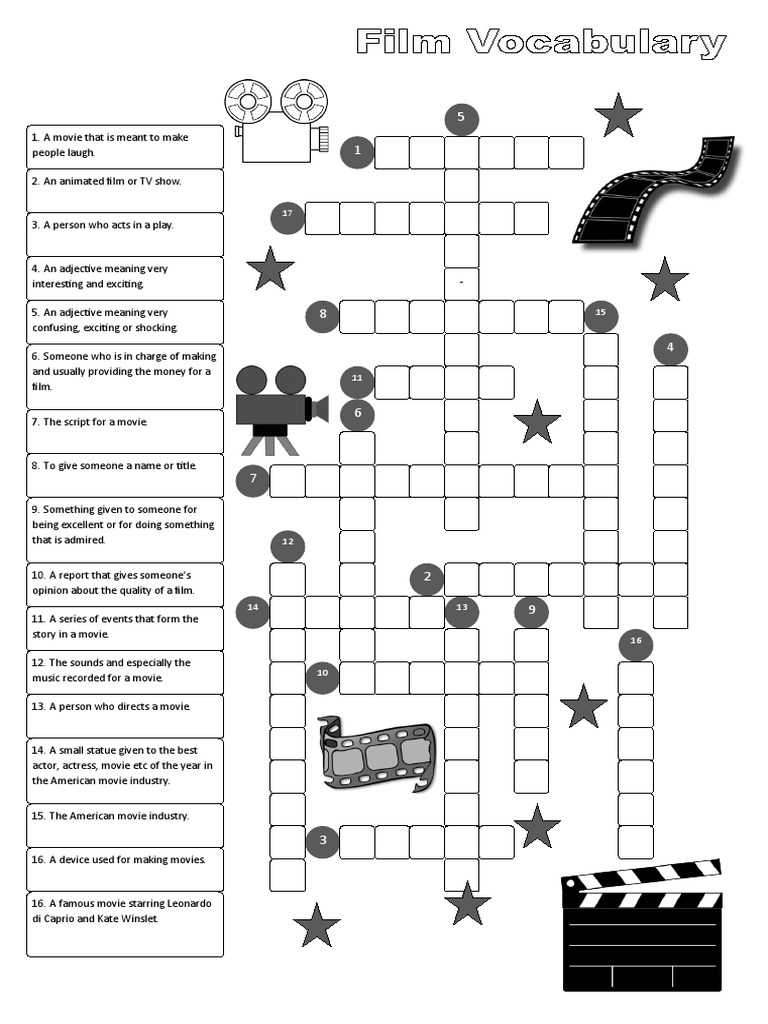 Film Vocabulary Crossword Puzzle | PDF | Games & Activities | Language ...