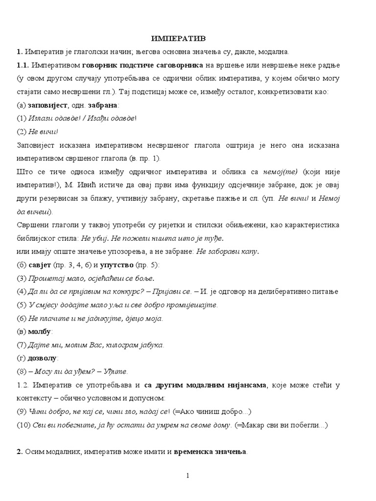Glagolski Nacini, Nelicni Glagolski Oblici | PDF
