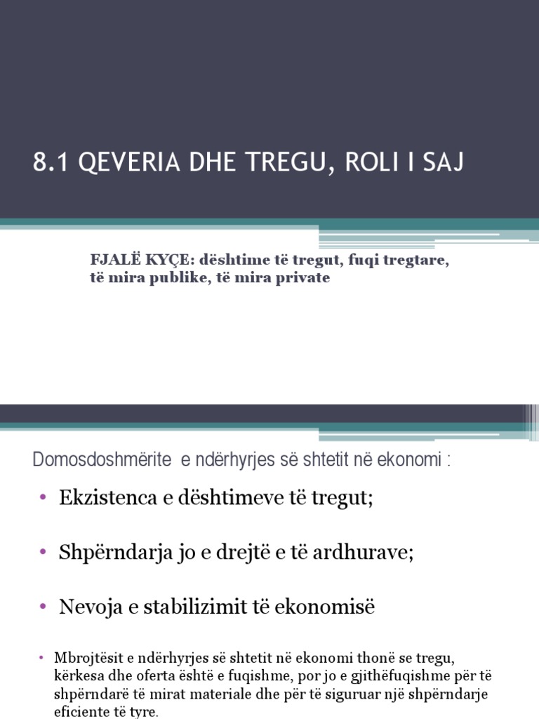8.1 Qeveria Dhe Tregu, Roli I Saj | PDF