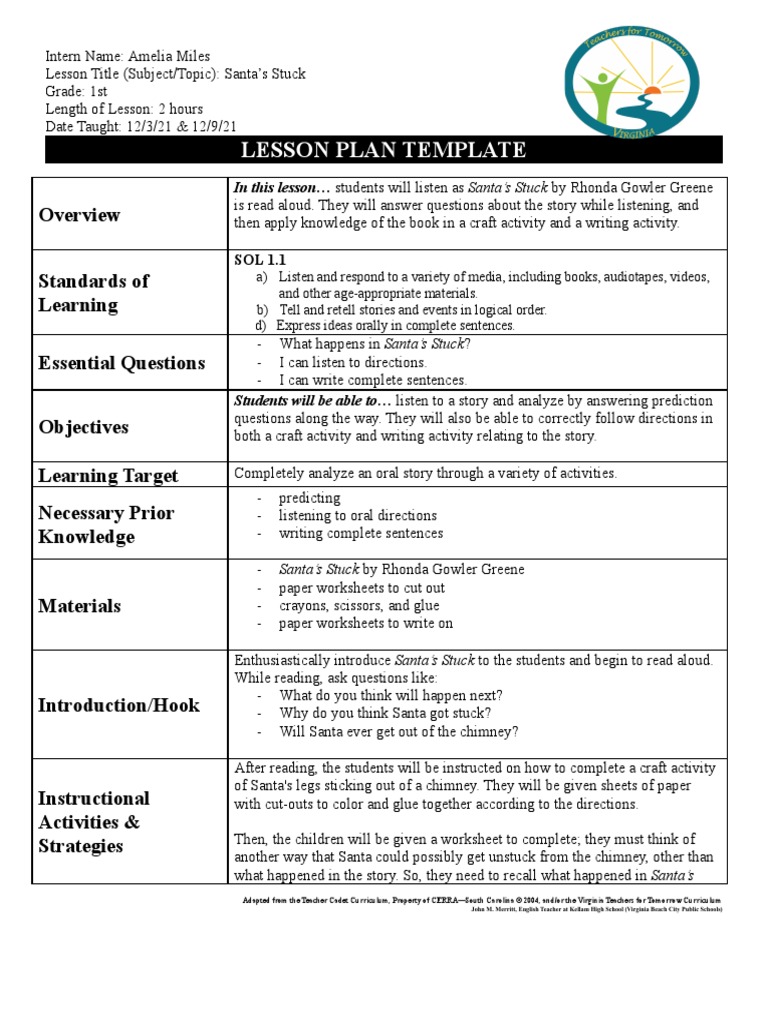 Santas Stuck Lesson | Download Free PDF | Curriculum | Lesson Plan