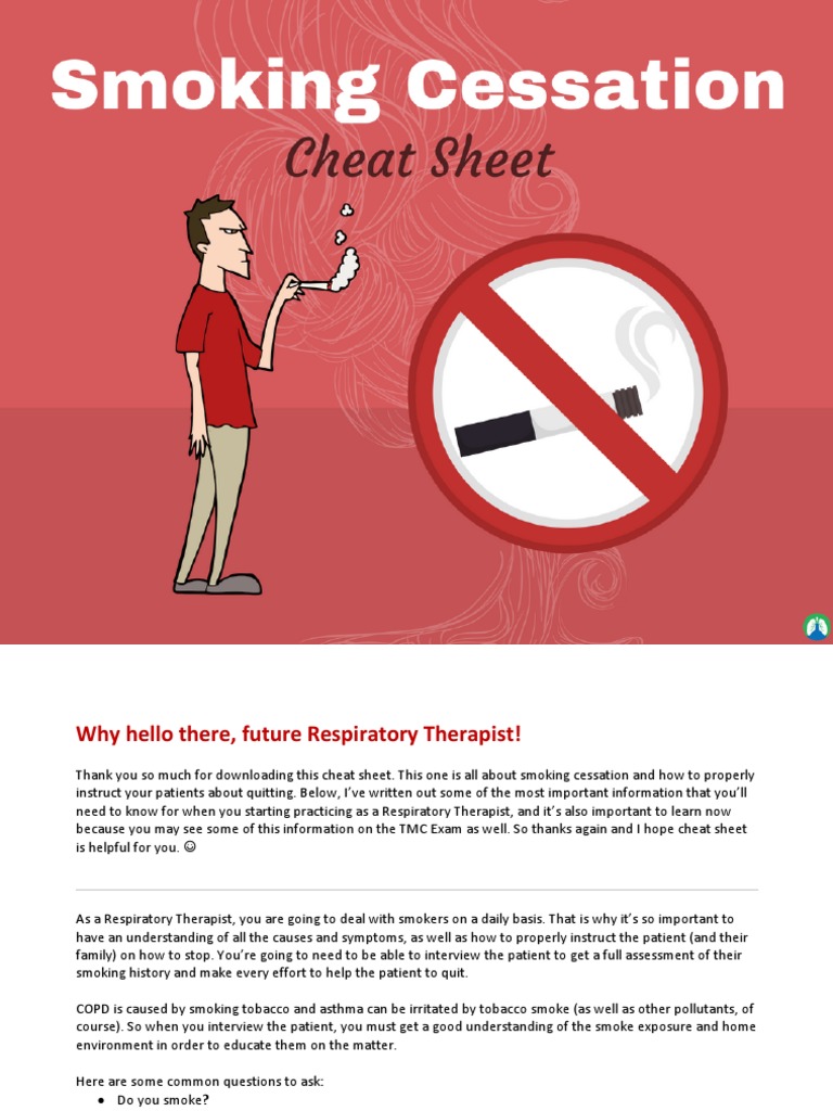 Smoking Cheat Sheet | PDF | Smoking Cessation | Nicotine