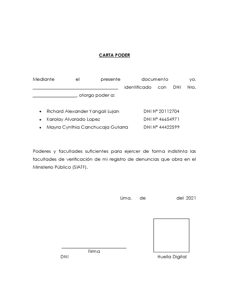 Carta Poder Simple 2021 | PDF