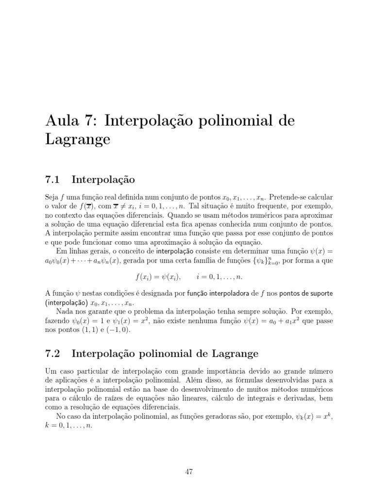 Interpolação polinomial de Lagrange | PDF | Transformada Rápida de ...