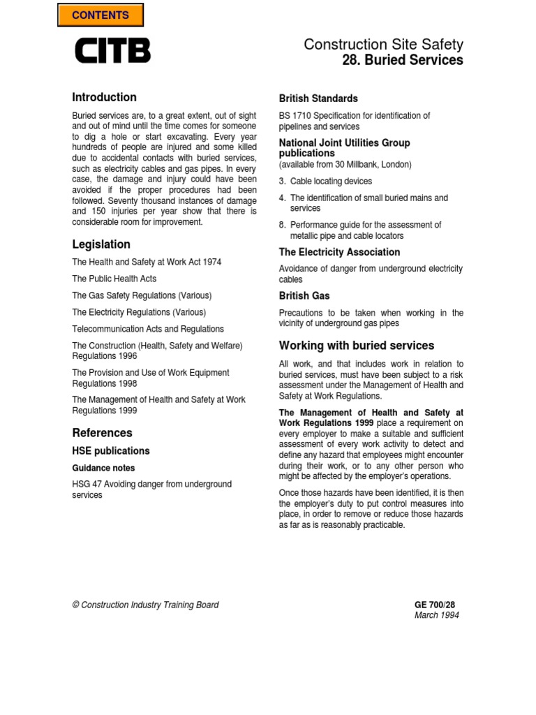 Construction Site Safety: 28. Buried Services | PDF | Metal Detector ...