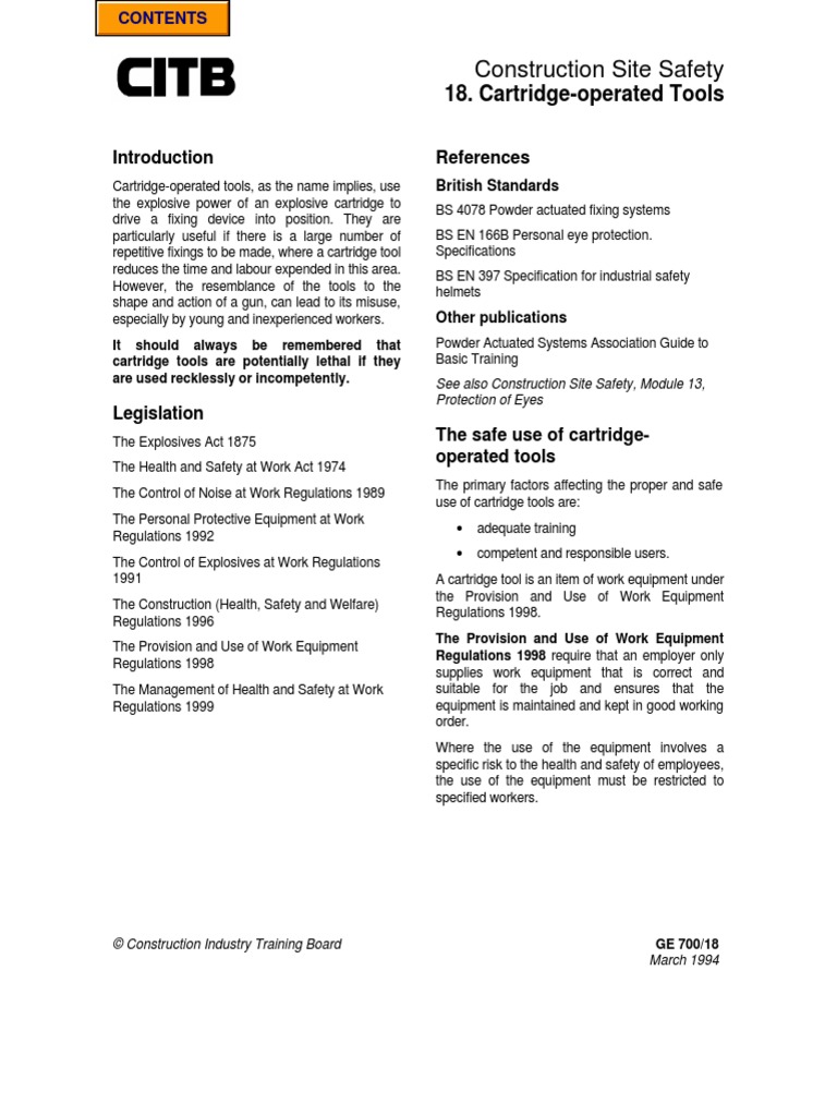 Cartridge Operated Tolols | PDF | Occupational Safety And Health ...