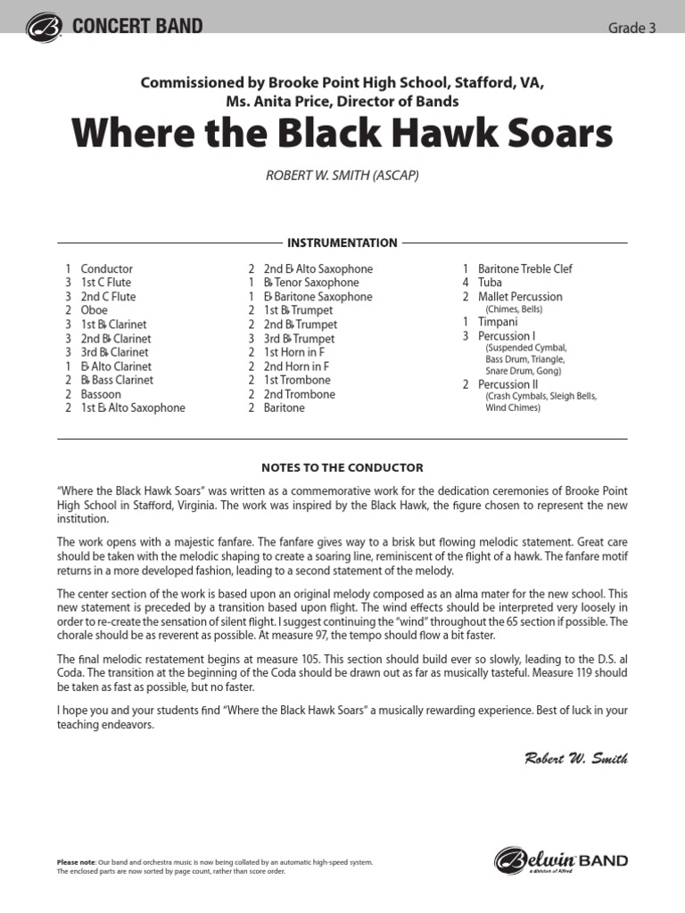 Whre The Black Hawk Soars - R. W. Smith | PDF | Saxophone | Trombone