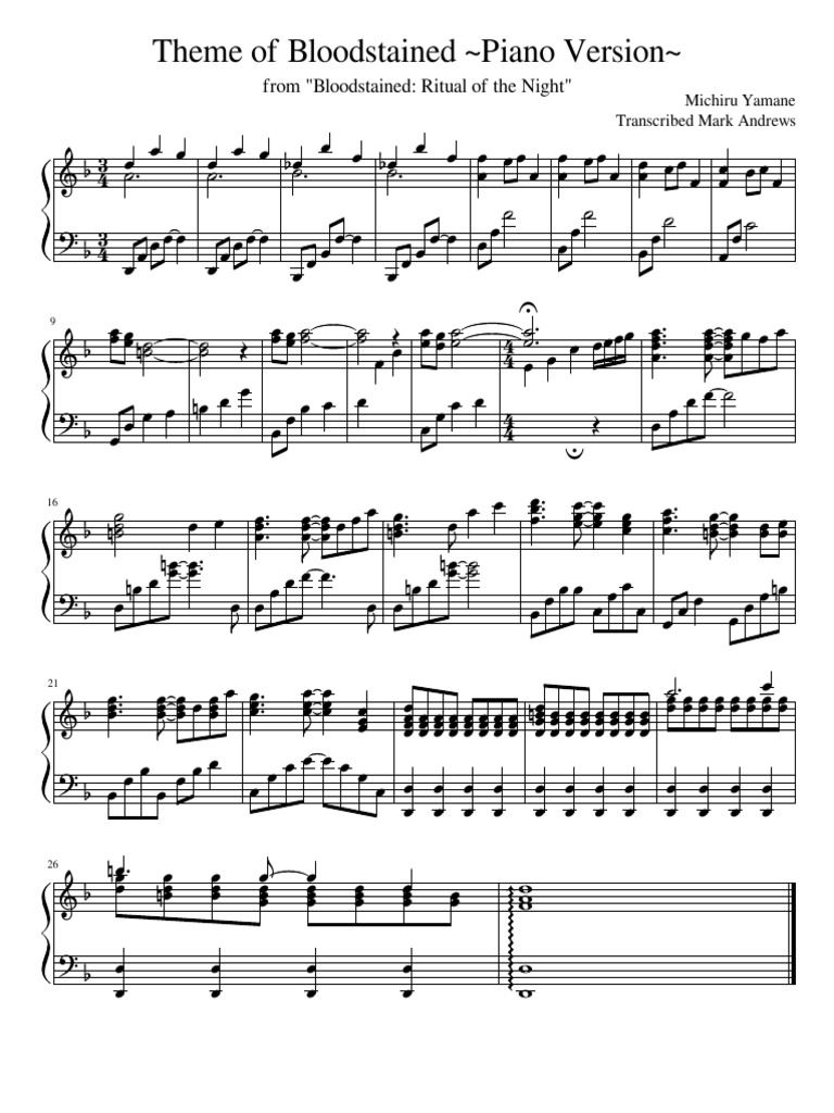 Bloodstained Ritual of The Night - Theme of Bloodstained - Piano ...