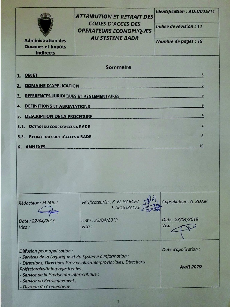 Attribution des Codes d'Accès BADR | PDF | Informatique