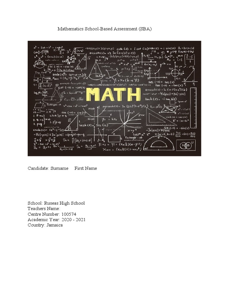 Mathematics School-Based Assessment (SBA) | Download Free PDF | Data ...