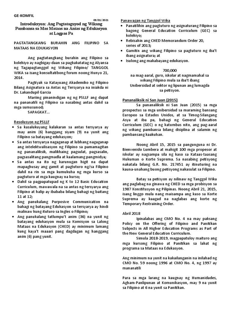 Ge Komfil Notes | PDF