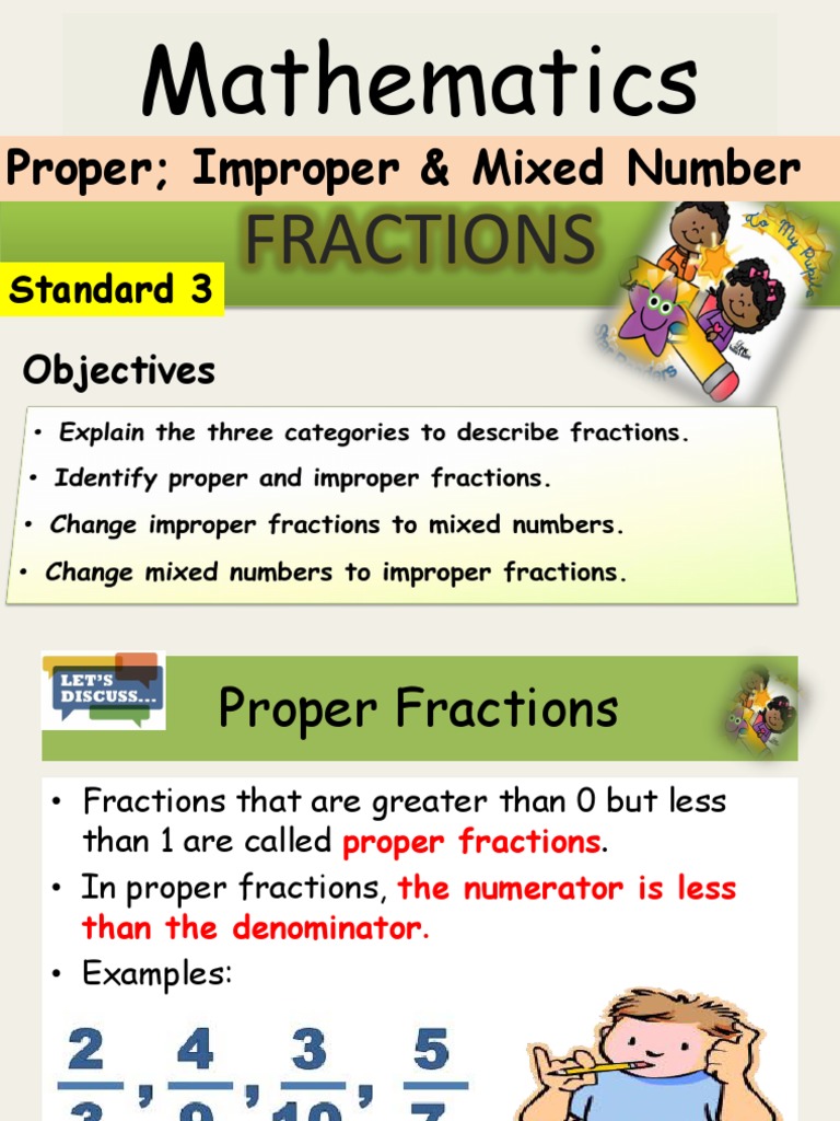 Proper Improper Mixed Number Fractions | PDF | Mathematical Notation ...