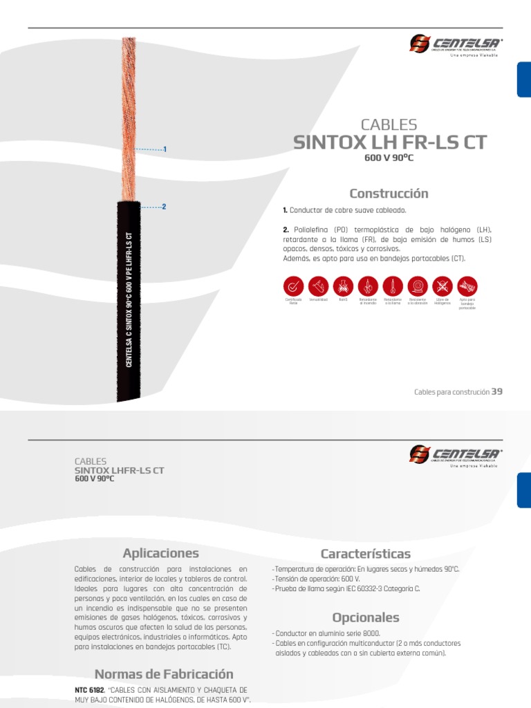 Cables para Construccion Cables Sintox LH FR LS CT | PDF | Conjuntos de ...