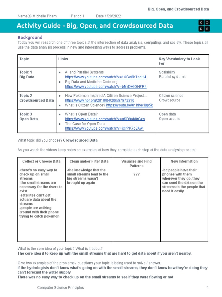 U9L05 - Big, Open, and Crowdsourced Data | PDF | Data | Crowdsourcing