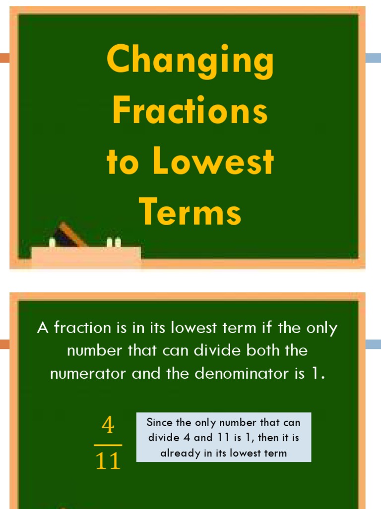 Fractions To Lowest Terms | PDF | Algebra | Notation