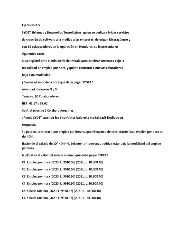 Tarea GRH Ejercicio 5 | PDF