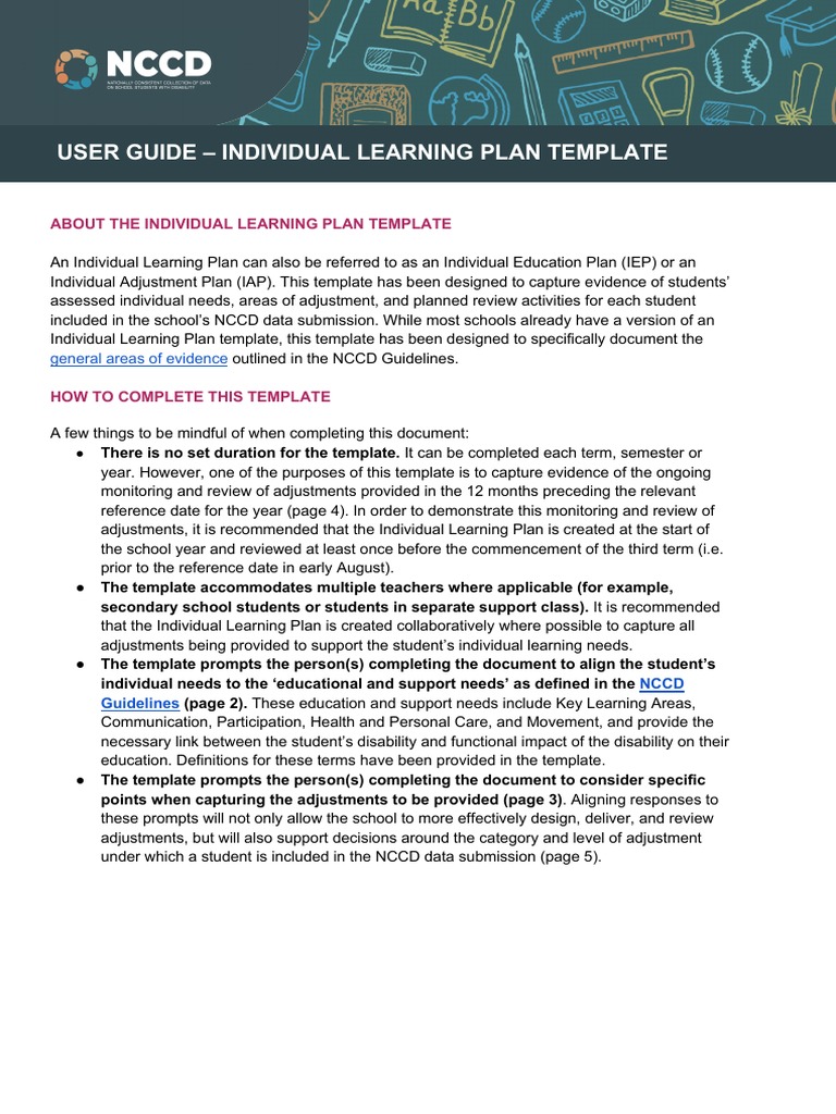 Individual Learning Plan Template | PDF | Disability | Inclusion ...