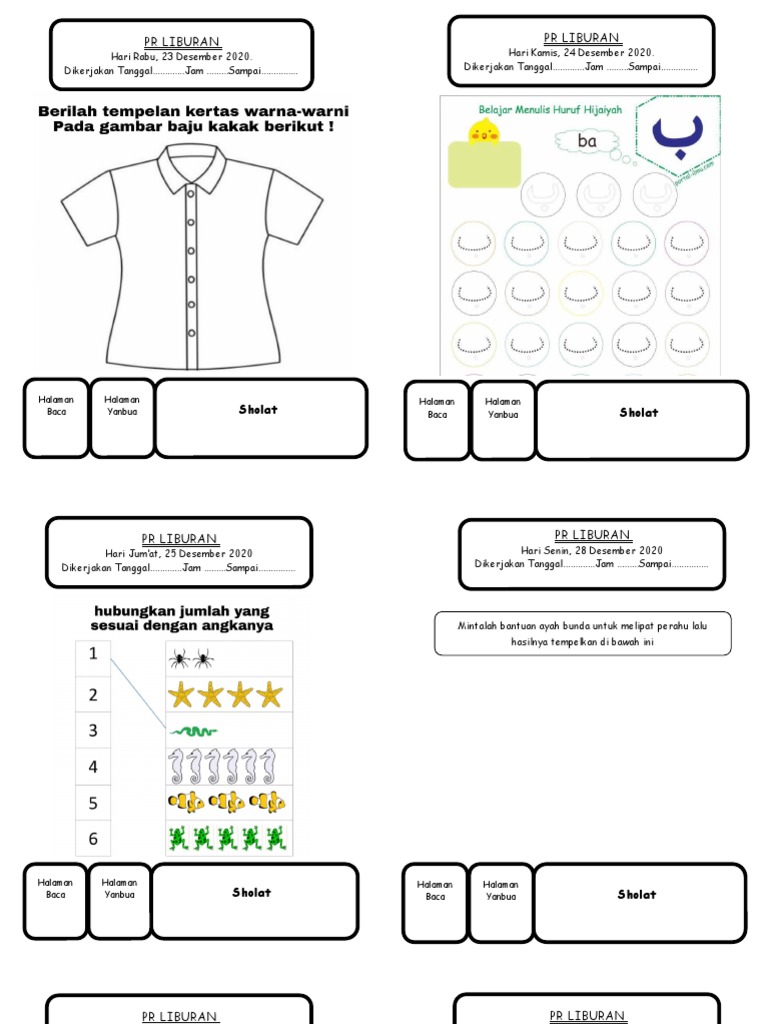 PR Liburan Kelas Paud | PDF