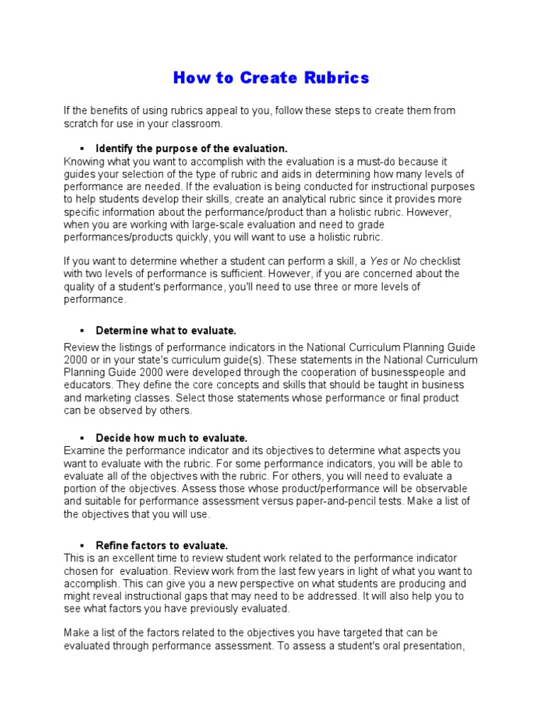 How To Create Rubrics | PDF | Rubric (Academic) | Educational Assessment