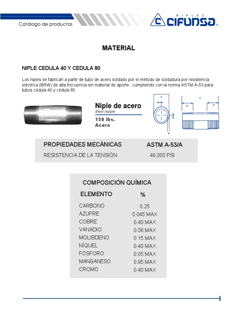 Niple Acero Sch-40 | PDF | Acero | Elementos químicos