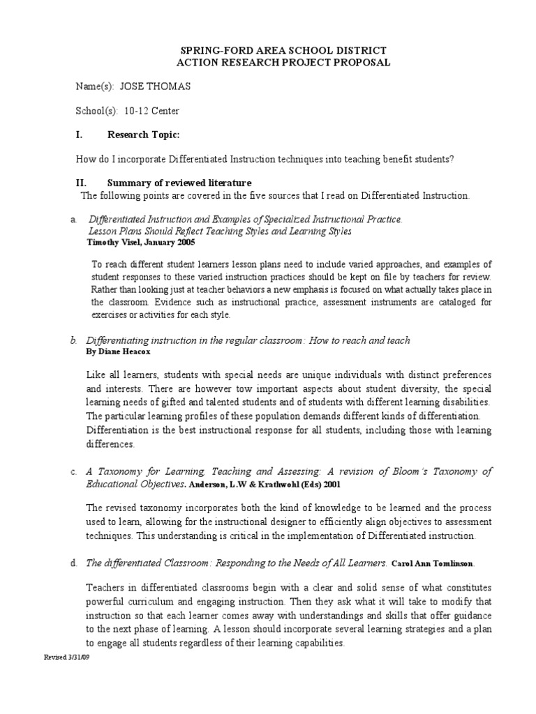 Action Research Report | PDF | Differentiated Instruction | Education ...