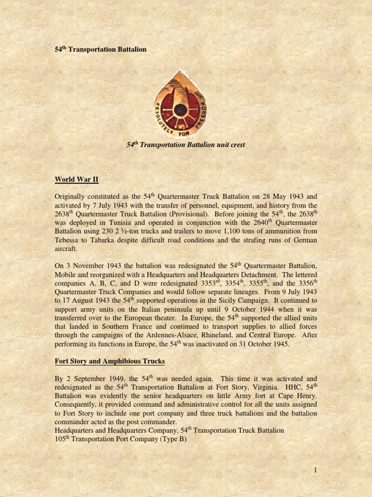 54th Trans BN | PDF | Battalion | Military