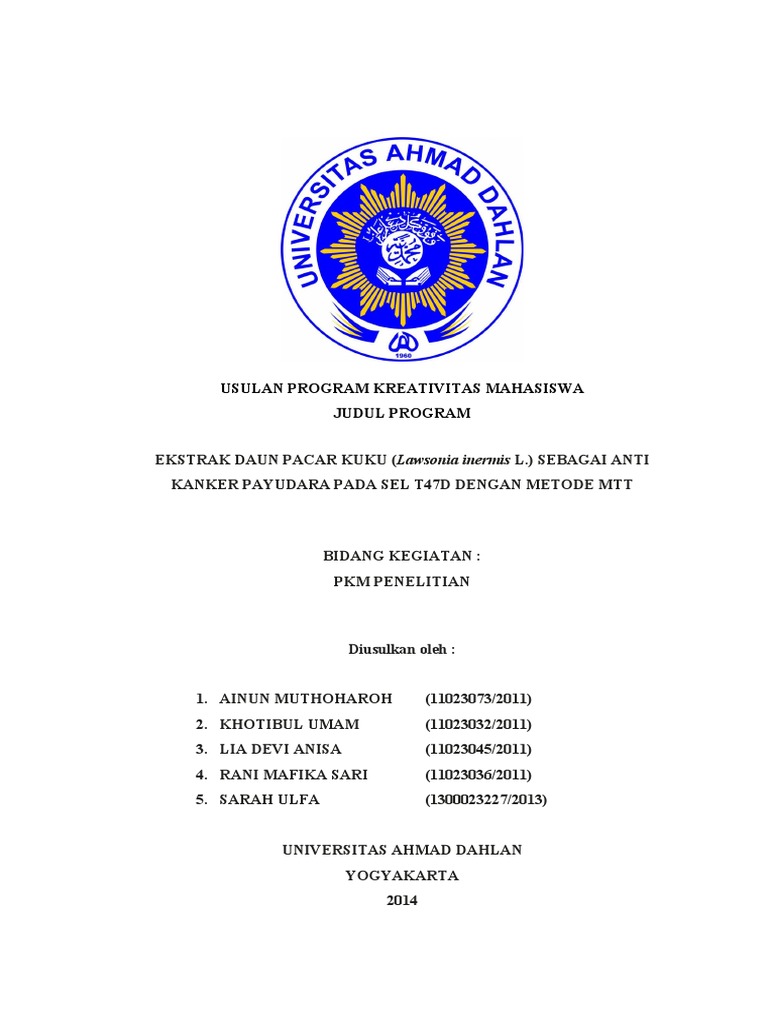 Usulan Program Kreativitas Mahasiswa Judul Program | PDF
