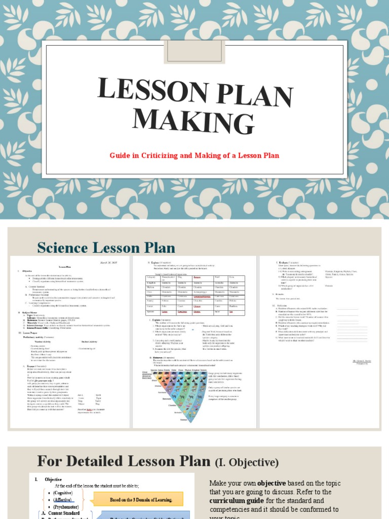 Guide in Criticizing and Making of A Lesson Plan | PDF | Lesson Plan ...