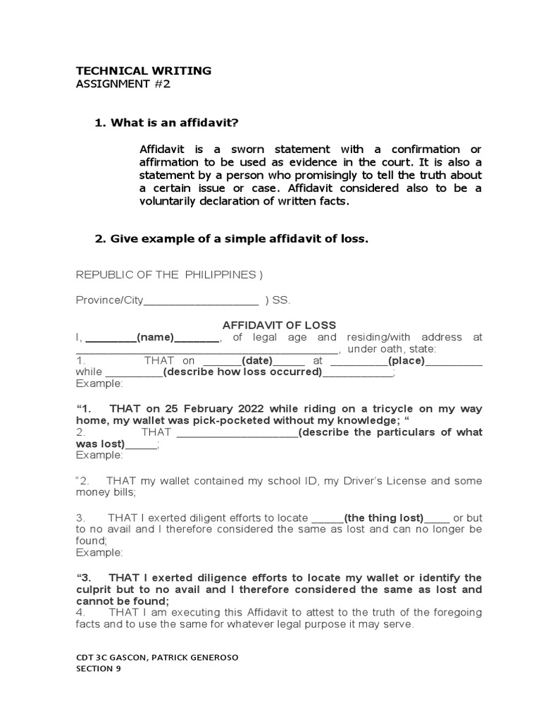 Technical Writing: CDT 3C Gascon, Patrick Generoso Section 9 | PDF ...