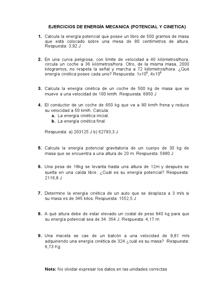 Guía Energía Potencial y Cinética | PDF