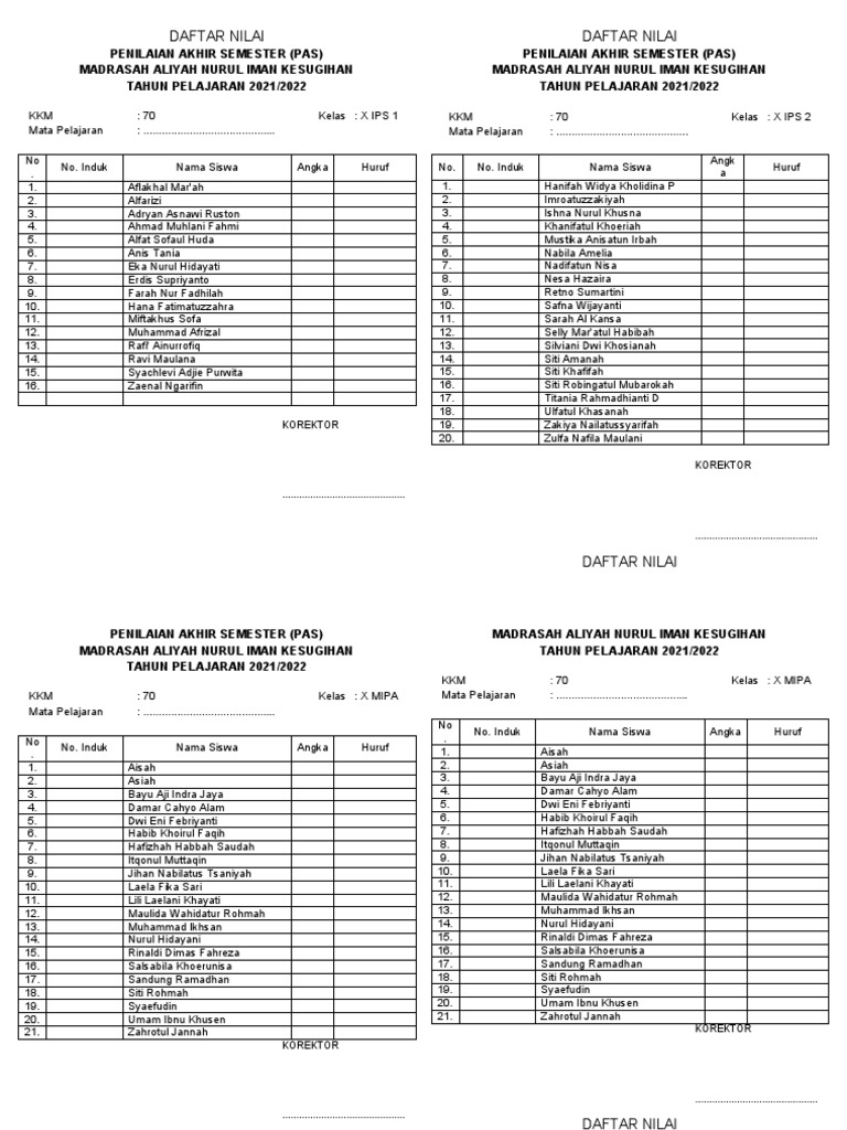Daftar Nilai Pdf 