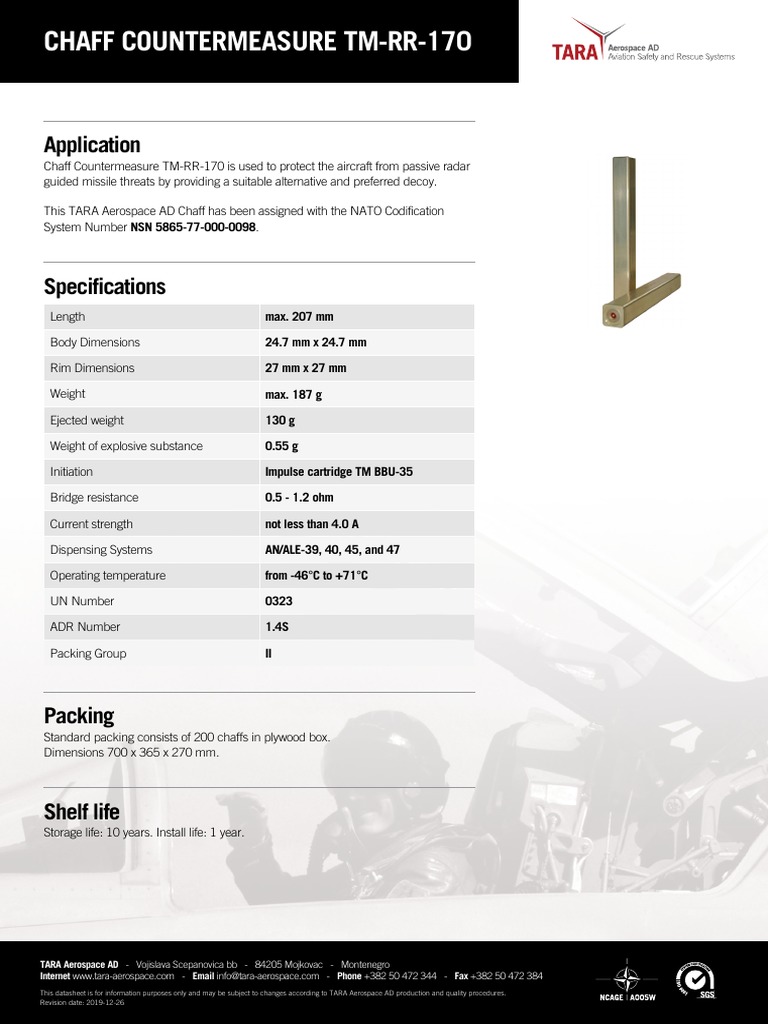 Chaff Countermeasure Tm-Rr-170: Application | PDF | Military Technology