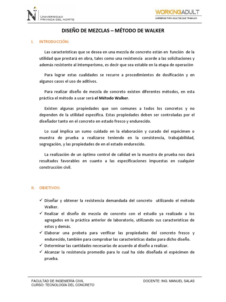 Diseño de Mezclas - Metodo Walker | PDF | Hormigón | Ingeniería