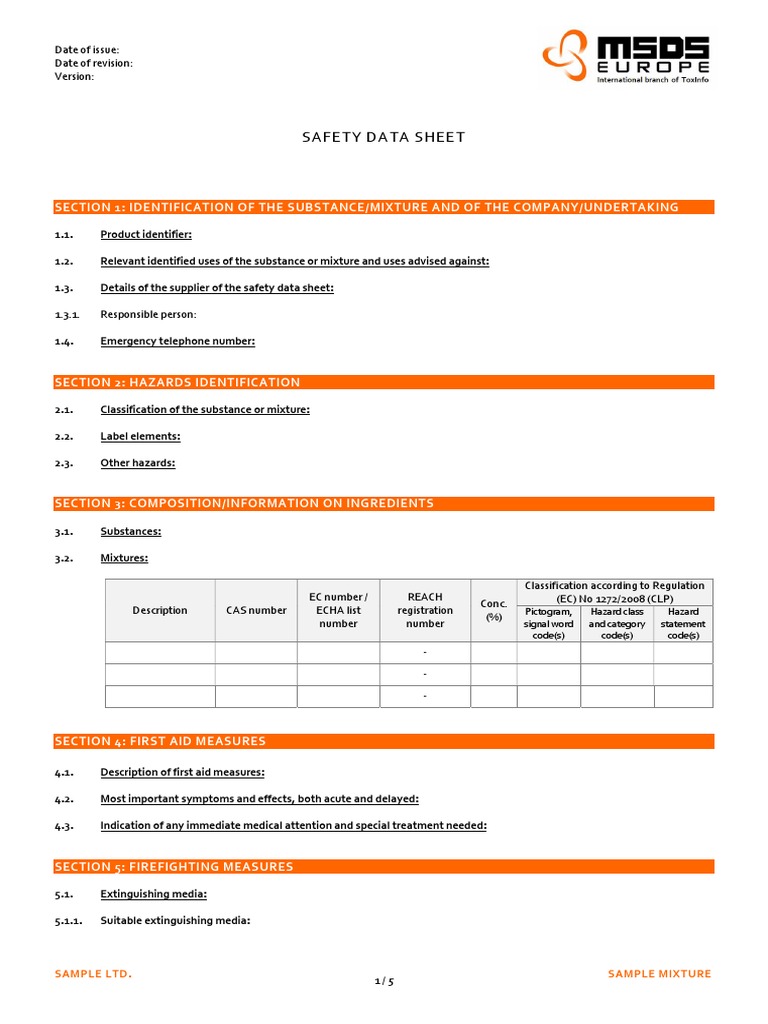 Safety Data Sheet: Section 1: Identification of The Substance/Mixture ...